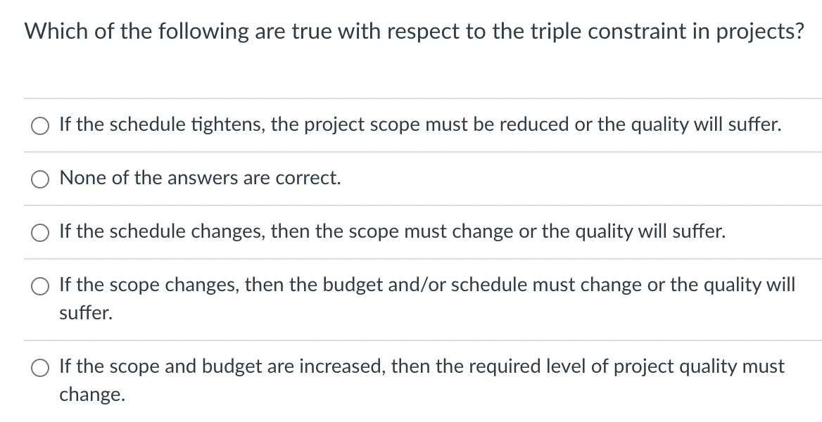 Solved Which of the following are true with respect to the | Chegg.com