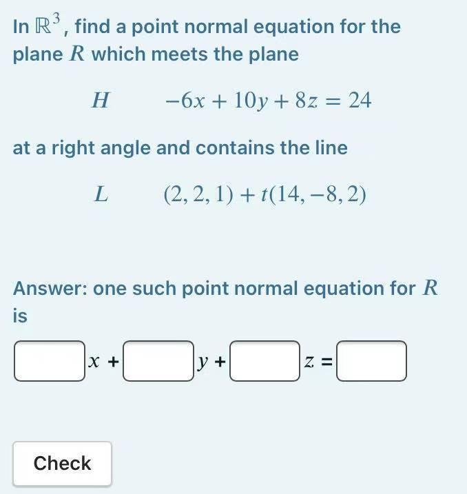 Solved In R3, find a point normal equation for the plane R | Chegg.com