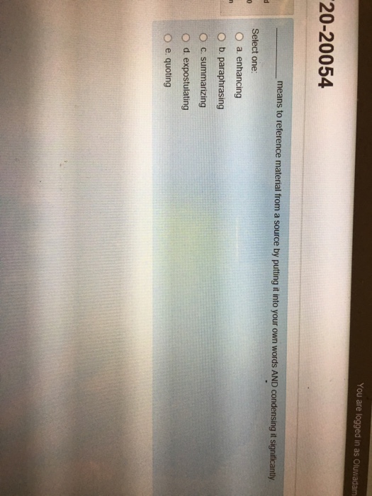 Solved _________ means to reference material from a source | Chegg.com