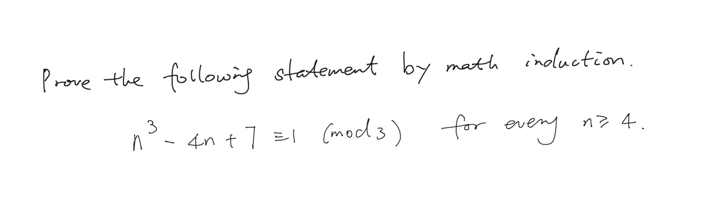 Solved Prove the following statement by math induction. | Chegg.com