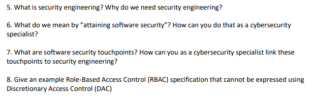 Solved 5. What is security engineering? Why do we need | Chegg.com