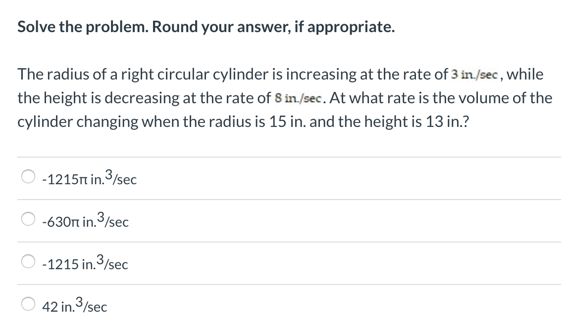 Solved Solve the problem. Round your answer, if appropriate. | Chegg.com