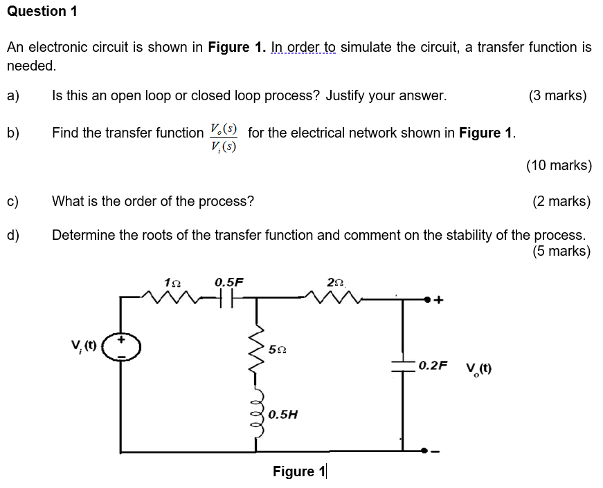 Solved Question 1 An electronic circuit is shown in Figure | Chegg.com