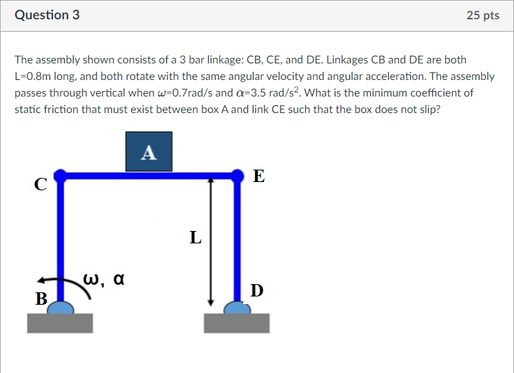 Solved The assembly shown consists of a 3 bar linkage: CB, | Chegg.com