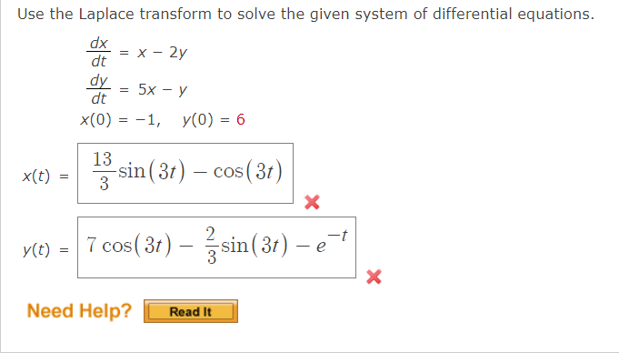 Solved Use the Laplace transform to solve the given system | Chegg.com