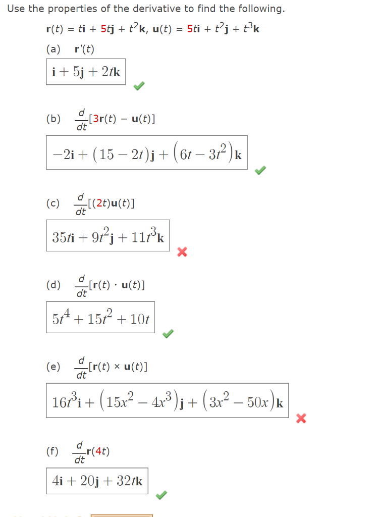 Solved r(t)=ti+5tj+t2k,u(t)=5ti+t2j+t3k (a) r′(t) (b) | Chegg.com