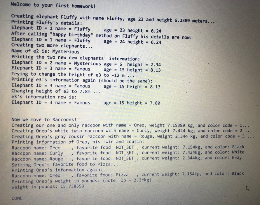 Solved import animals.big. Elephant; import animals. funny. | Chegg.com
