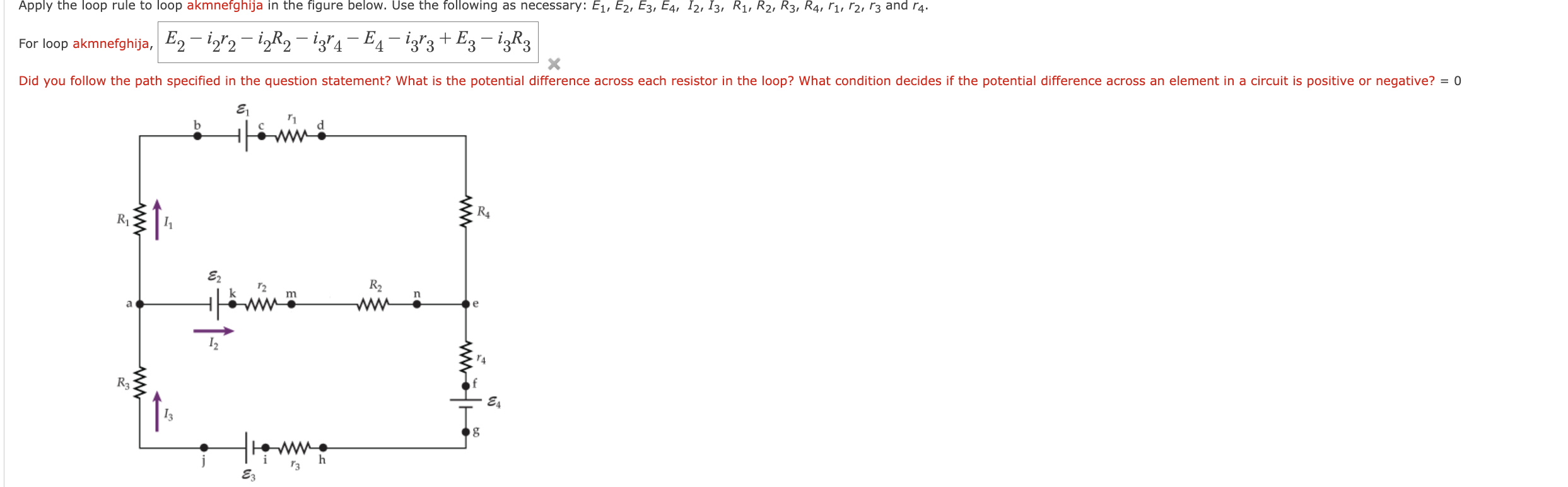 Solved Apply the loop rule to loop akmnefghija in the figure | Chegg.com