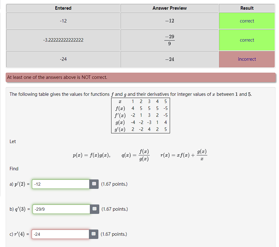 Solved At least one of the answers above is NOT correct. The | Chegg.com