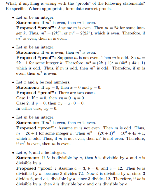 Solved What, if anything is wrong with the "proofs" of the | Chegg.com