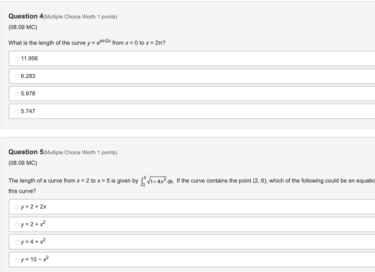 Question 1 (Multiple Choice Worth 1 points) (08.09 | Chegg.com