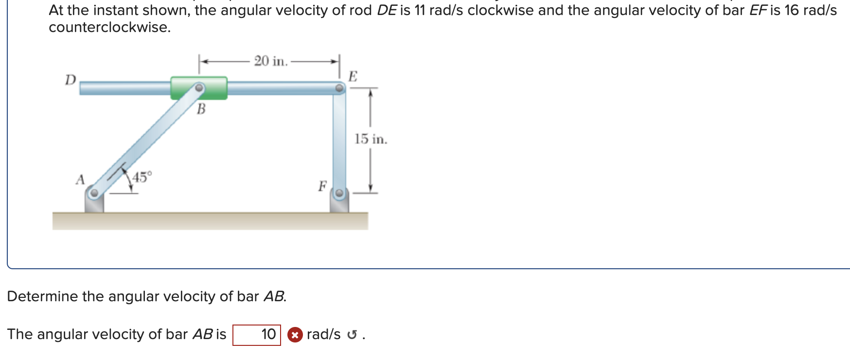 Solved At the instant shown, the angular velocity of rod DE | Chegg.com