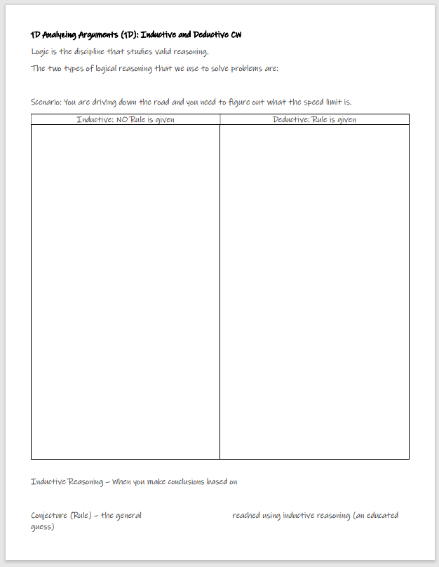 Solved 1D Amalyeing Arguments (1D): Inductive and Deductive | Chegg.com