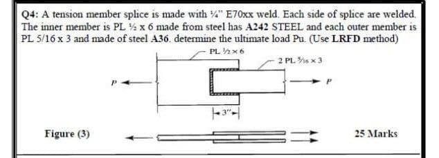 Solved Q4: A tension member splice is made with " E70xx | Chegg.com