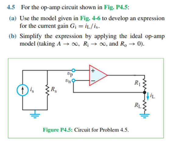 Solved 4.5 For the op-amp circuit shown in Fig. P4.5: (a) | Chegg.com