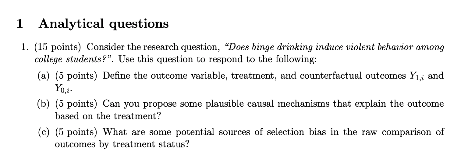 1 Analytical questions 1. (15 points) Consider the | Chegg.com
