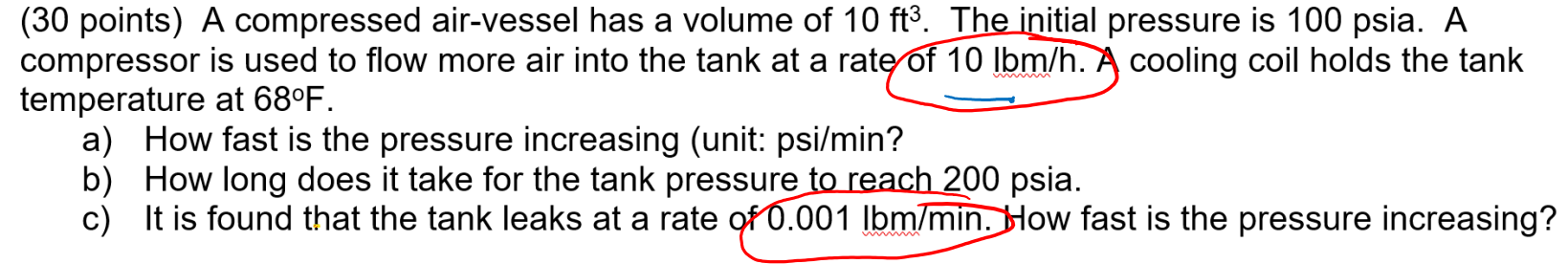 Solved (30 points) A compressed air-vessel has a volume of | Chegg.com