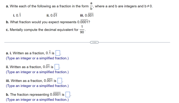 Solved a. ﻿Write each of the following as a fraction in the | Chegg.com