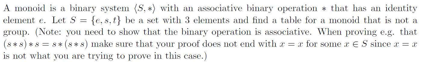 Solved A Monoid Is A Binary System S∗ With An Associative 