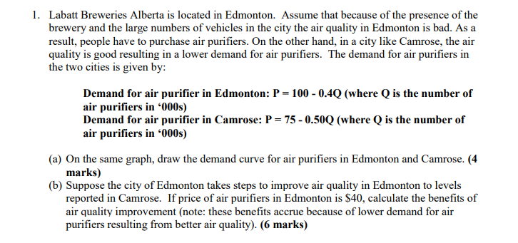 Solved 1. Labatt Breweries Alberta is located in Edmonton. | Chegg.com