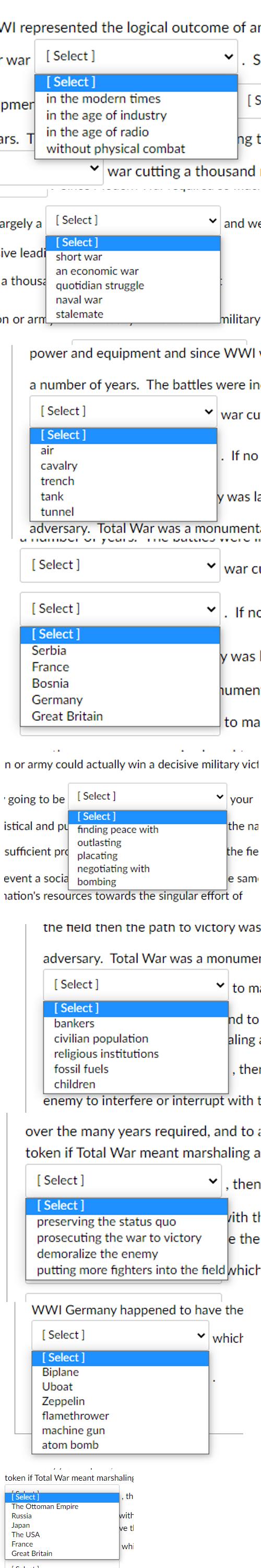 Solved Total War in WWI represented the logical outcome of | Chegg.com