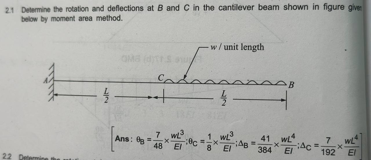 Solved 2.1 ﻿Determine the rotation and deflections at B ﻿and | Chegg.com
