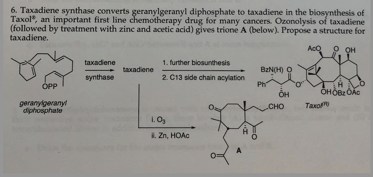 Solved 6. Taxadiene synthase converts geranylgeranyl | Chegg.com