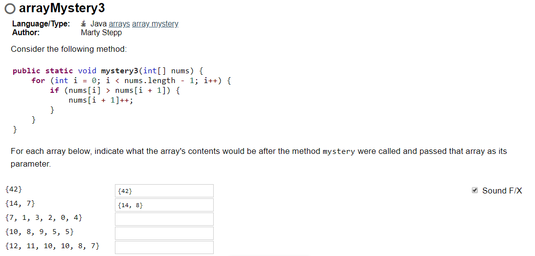 Solved: arrayMystery3 Language/Type: Author: Java arrays a