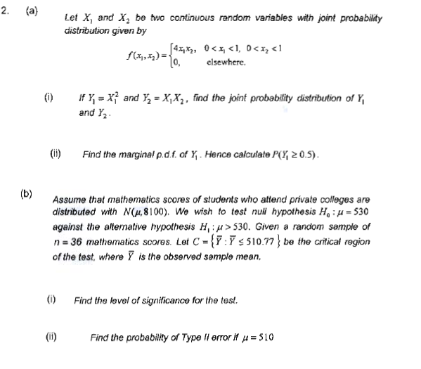 Solved A Let X1 And X2 Be Two Continuous Random Variables 
