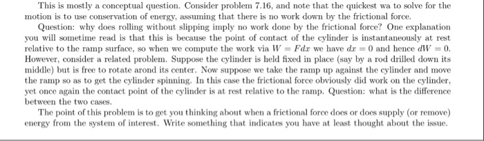 Solved 7.16 Write down the Lagrangian for a cylinder (mass | Chegg.com