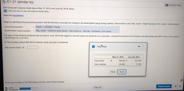 Solved E1-21 (similar to) EQuestion Help Bell Computer's | Chegg.com Solved E1-21 (similar to) EQuestion Help Bell Computer's | Chegg.com