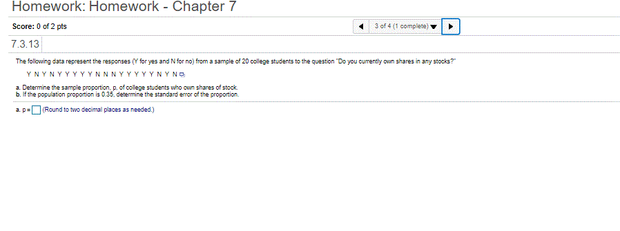 Solved 3 of 4 (1 complete) Homework: Homework - Chapter 7 | Chegg.com