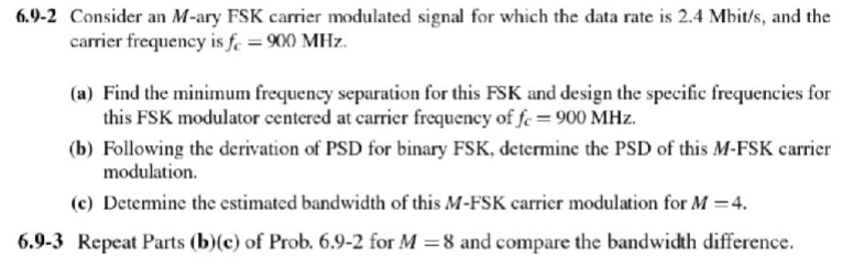Solved 6.9-2 Consider an M-ary FSK carrier modulated signal | Chegg.com