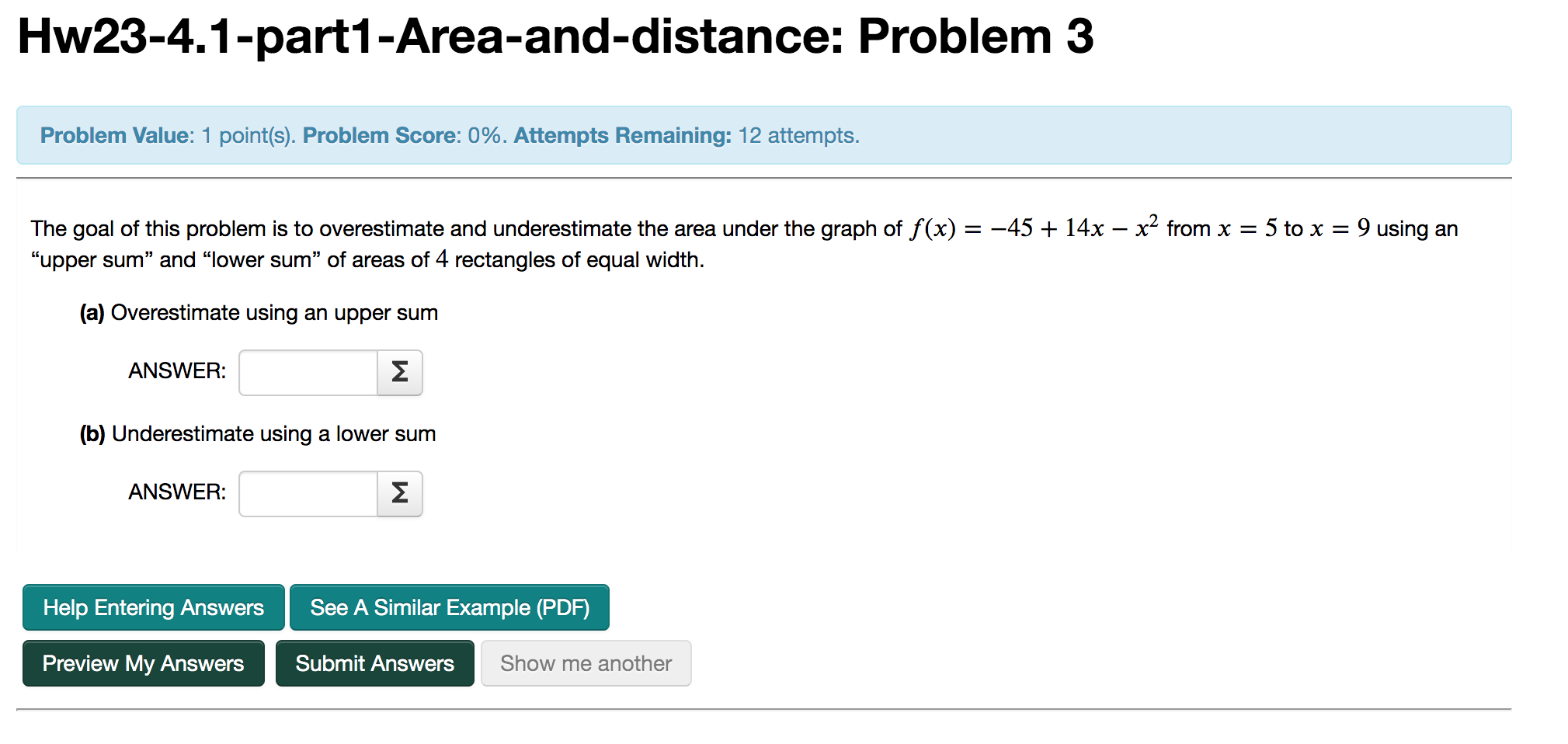 Solved Hw23-4.1-part1-Area-and-distance: Problem 3 Problem | Chegg.com