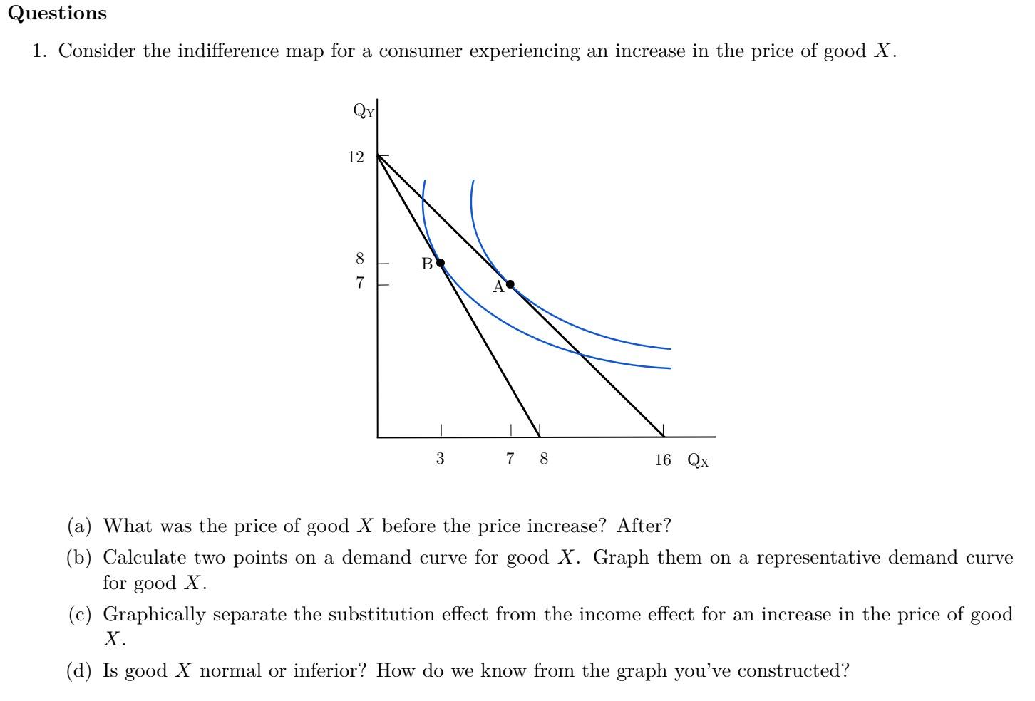Solved 1. Consider the indifference map for a consumer | Chegg.com