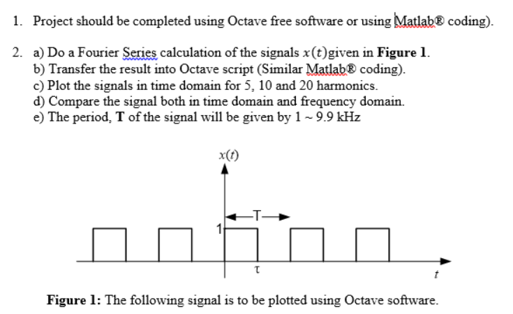 Solved 1. Project should be completed using Octave free | Chegg.com