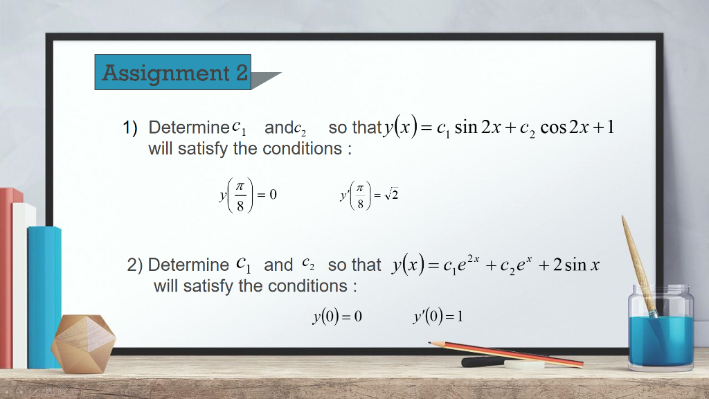 Solved 1) Determine c1 and c2 so that y(x)=c1sin2x+c2cos2x+1 | Chegg.com