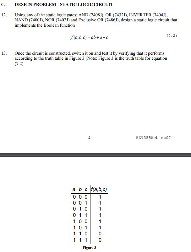 Solved C. DESIGN PROBLEM- STATIC LOGIC CIRCUIT 12. Using any | Chegg.com
