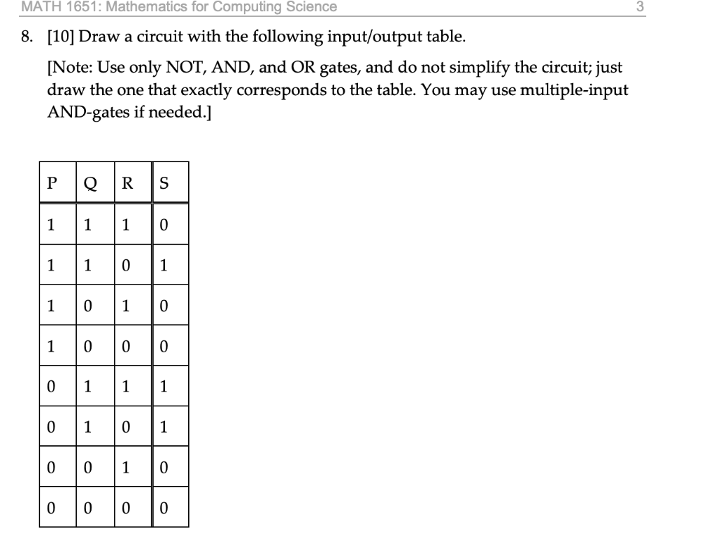 MATH 1651: Mathematics for Computing Science 8. [10] | Chegg.com