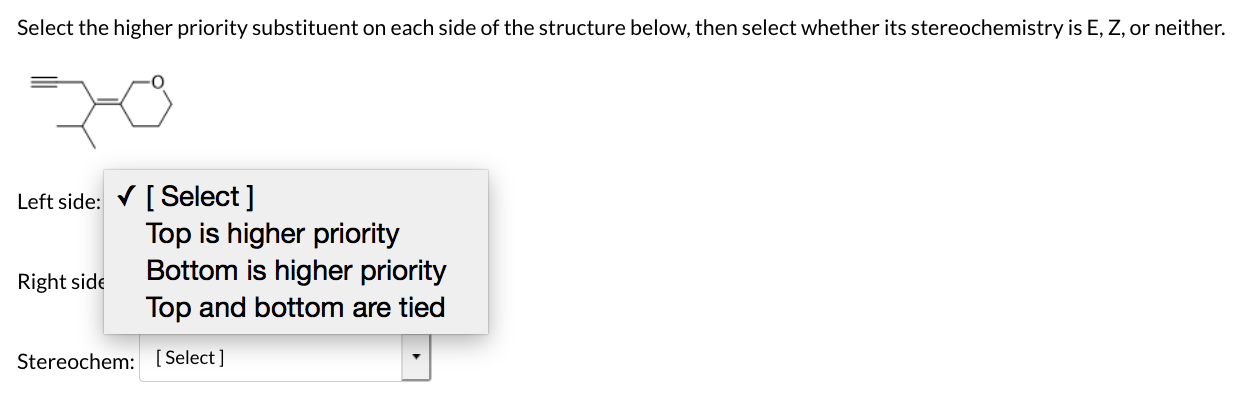 Solved Select the higher priority substituent on each side | Chegg.com