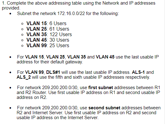 Solved 1. Complete the above addressing table using the | Chegg.com