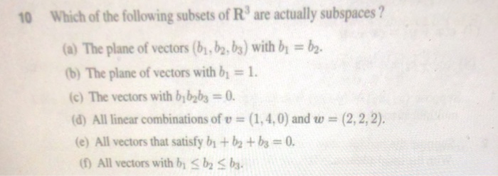 Solved Which of the following subsets of R3 are actually | Chegg.com