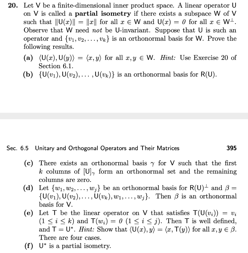 20. Let V be a finite-dimensional inner product | Chegg.com