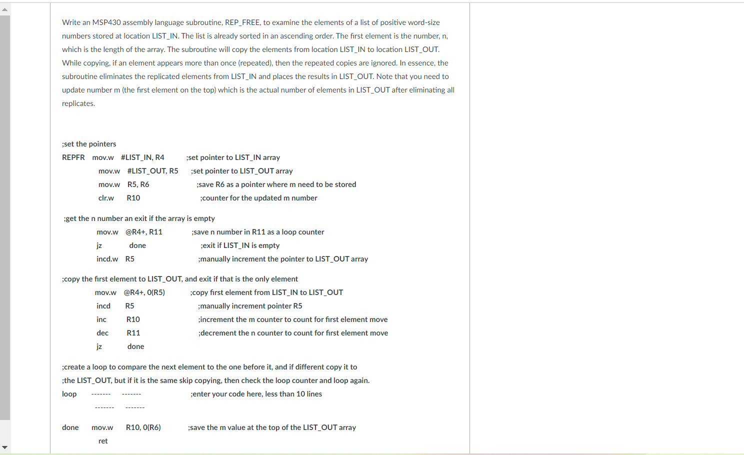 Solved Write an MSP430 assembly language subroutine, | Chegg.com