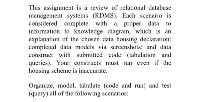 Solved This assignment is a review of relational database | Chegg.com