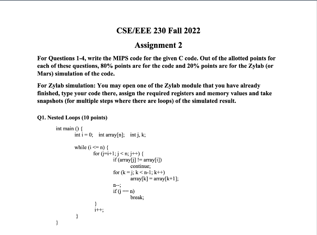 CSE/EEE 230 Fall 2022 Assignment 2 For Questions 1-4, | Chegg.com