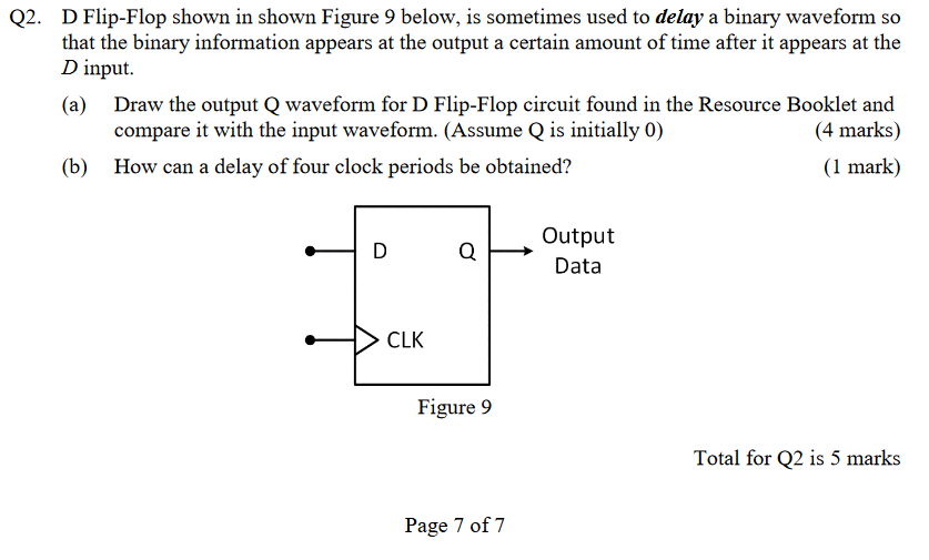 Solved Q2. D Flip-Flop shown in shown Figure 9 below, is | Chegg.com