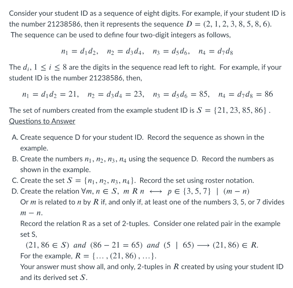 Solved Consider your student ID as a sequence of eight | Chegg.com