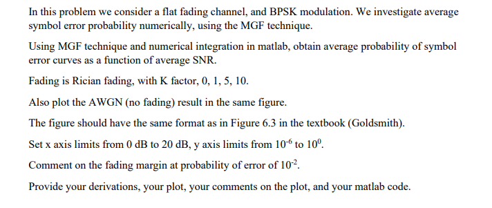 In this problem we consider a flat fading channel, | Chegg.com