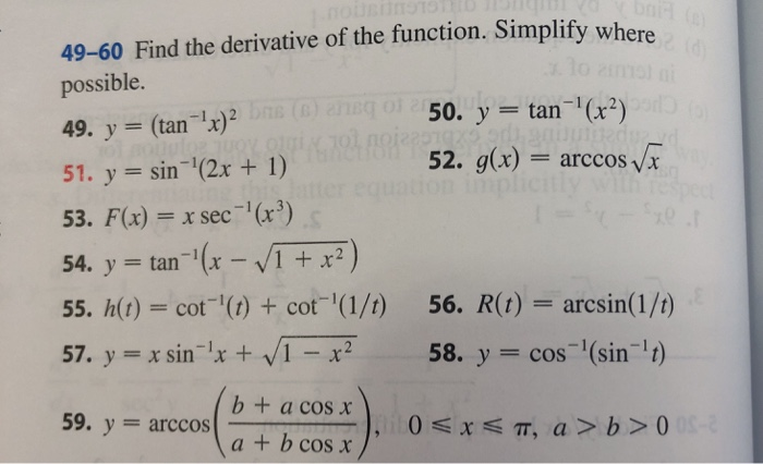 Solved 49-60 Find the derivative of the function. Simplify | Chegg.com